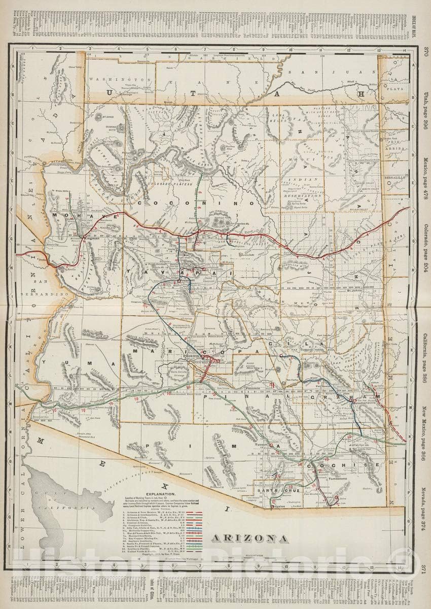 Amazon.com: Historic Wall Map : 1901 Arizona. - Vintage Wall Art - 16in ...