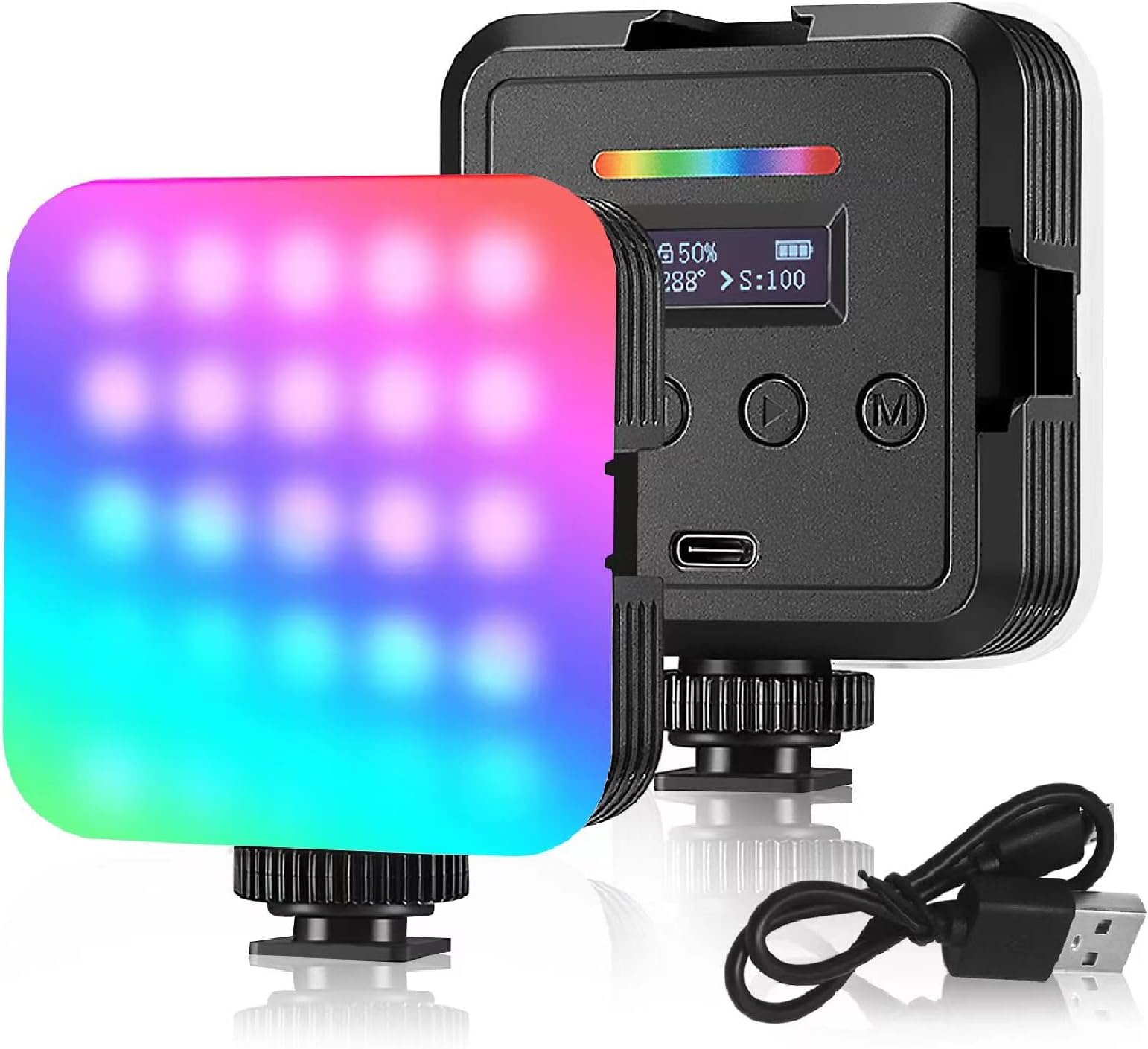 Amazon.com : PHOTOOLEX Tofu RGB Video Light, LED Camera Light 360° Full ...