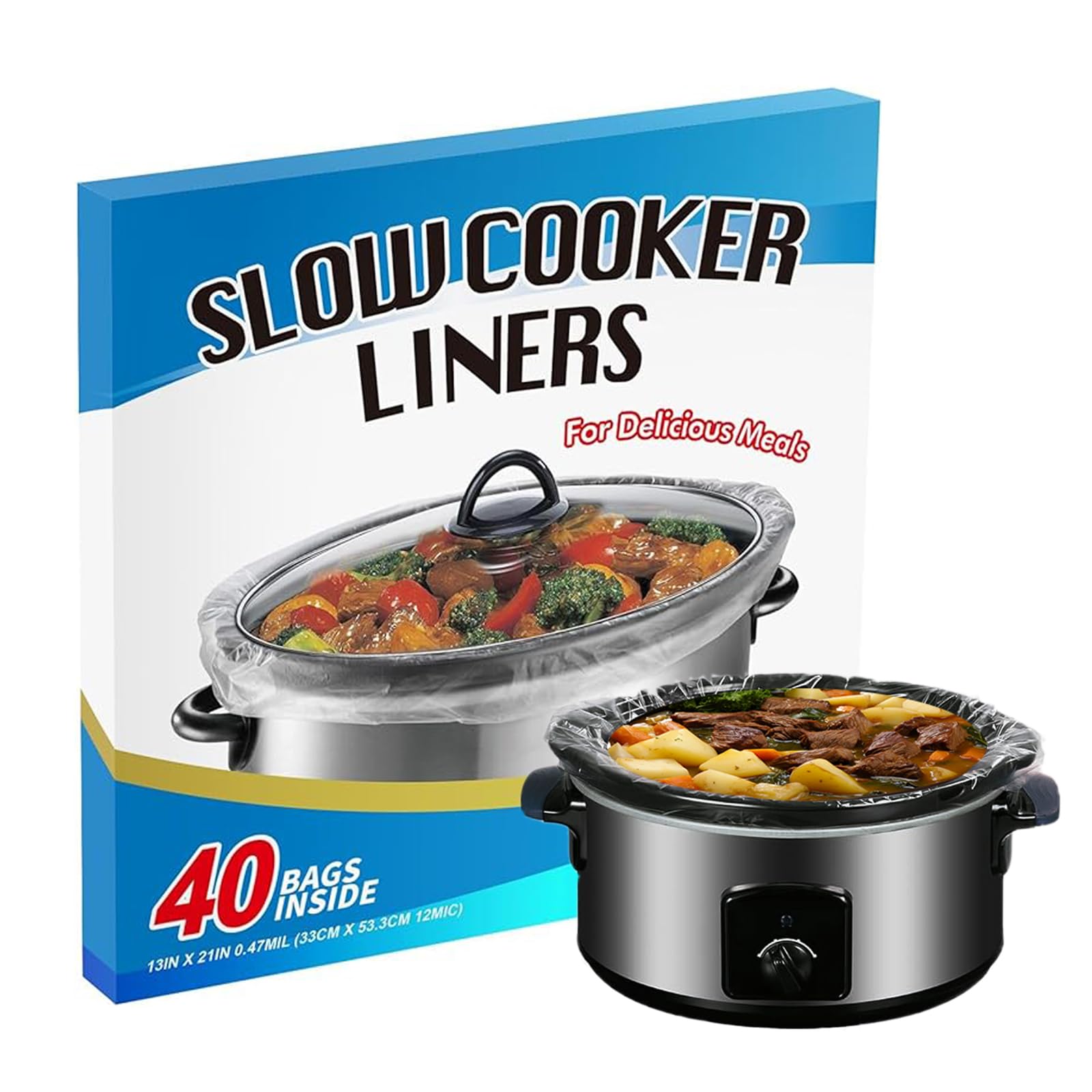 Amazon.com: FASOZUKA Slow Cooker Liners 40×Cooking Bags Extra Large ...
