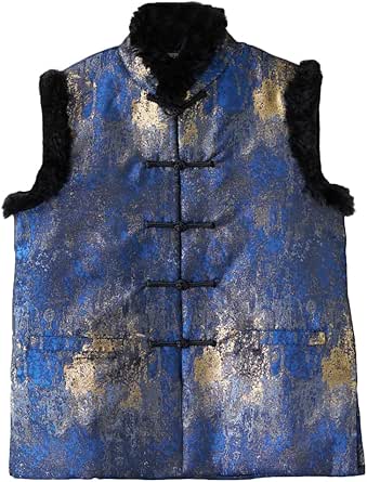 Ystylee Mens Quilted Vest Tops Chinese Traditional Brocade Jacquard ...