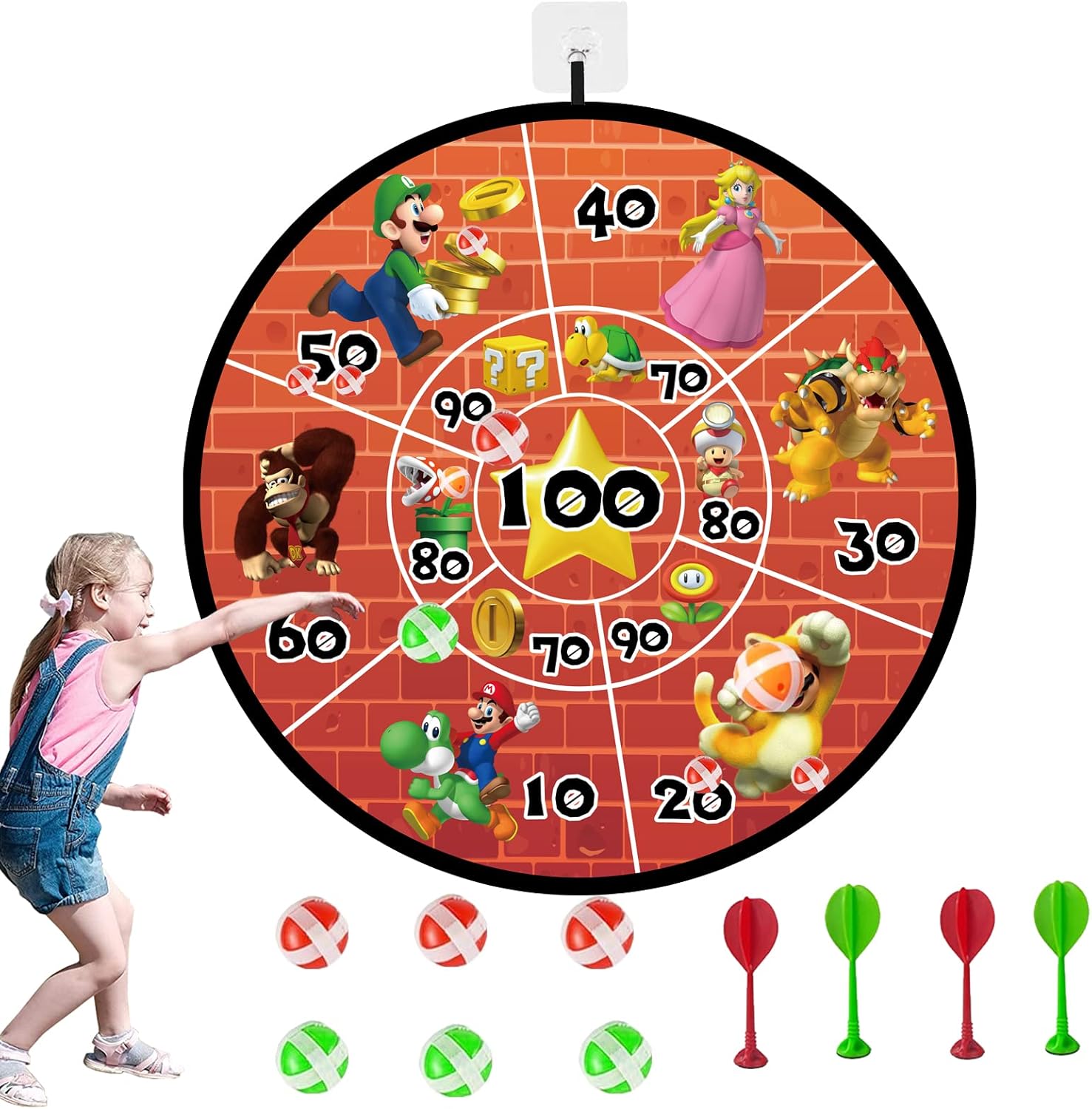 Amazon.com : Super Bros Dart Board Games 26 in Large Dart Board Cartoon ...