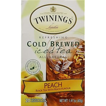 Twinings, Cold Brewed Iced Tea, Peach, 20 Tea Bags, 1.41 oz (40 g ...