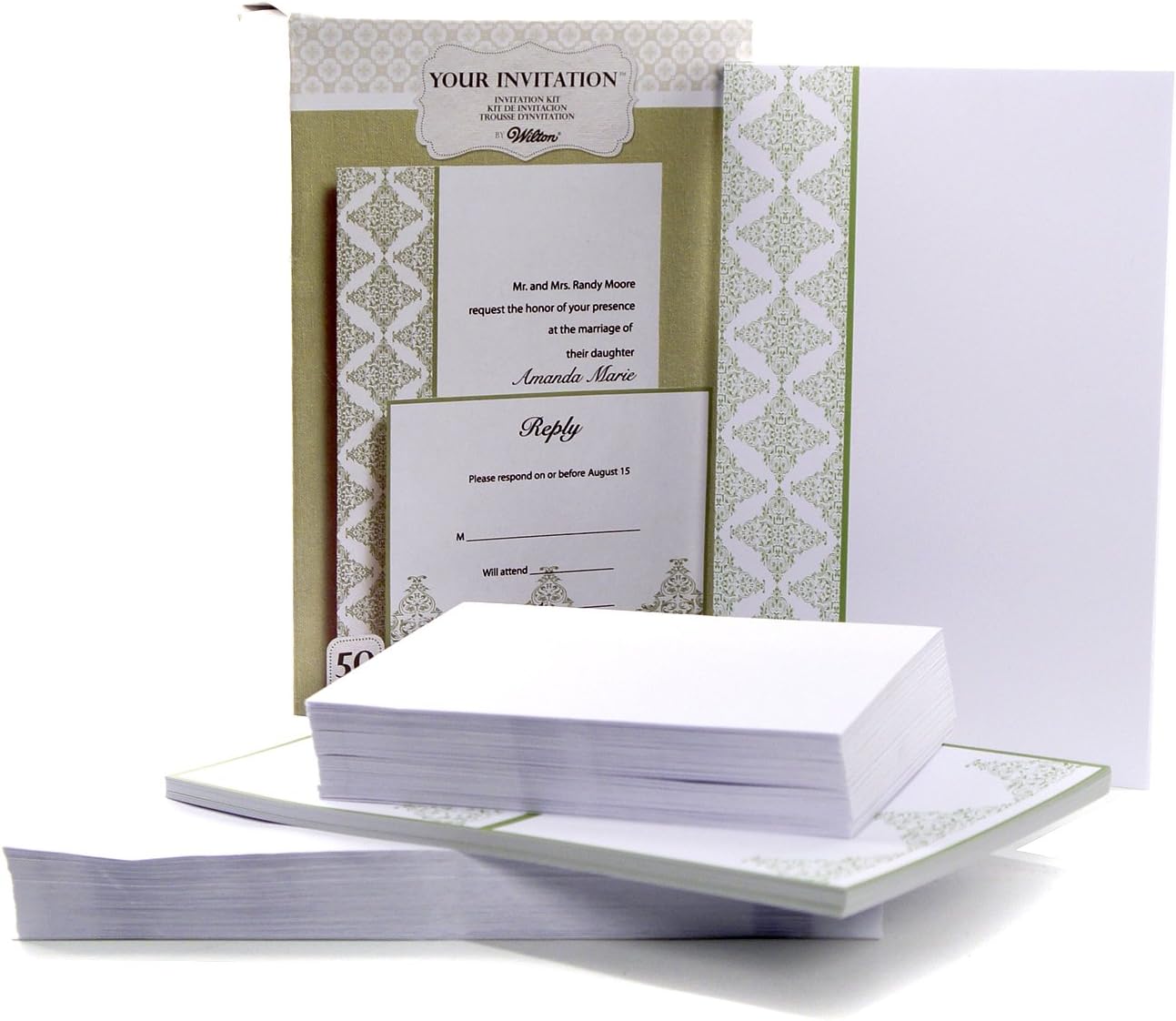 Amazon.com : Wilton Green Victorian Design Wedding Invitation Kit (Set ...