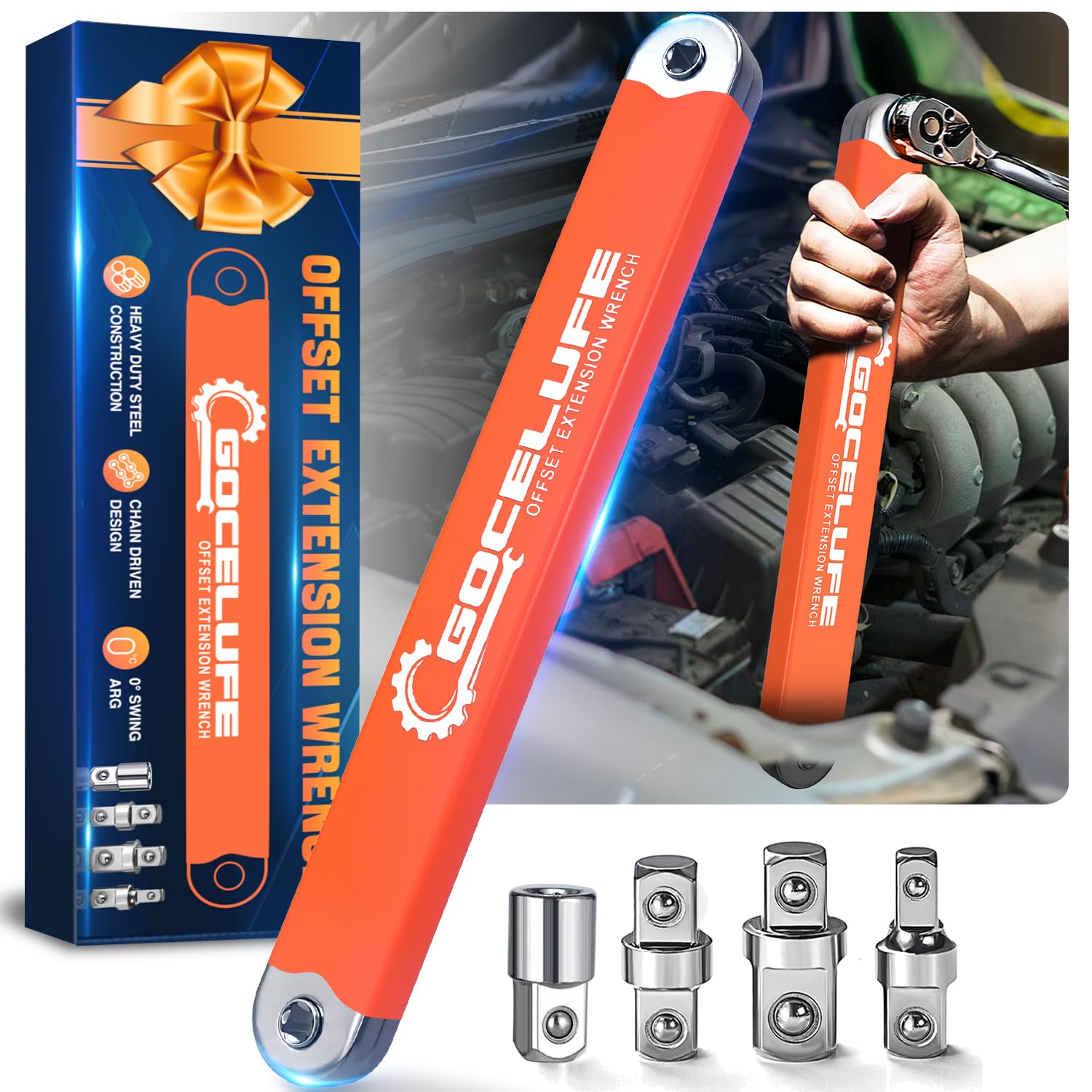 Gocelufe Offset Extension Wrench Impact - Tight Reach Wrench Set with ...