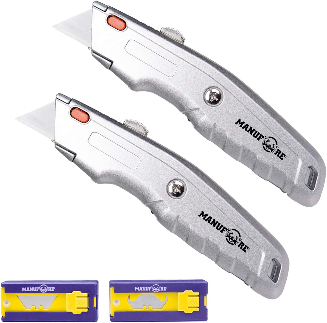 MANUFORE 2 Pack Utility Knife Retratable Box Cutter Set with Quick ...