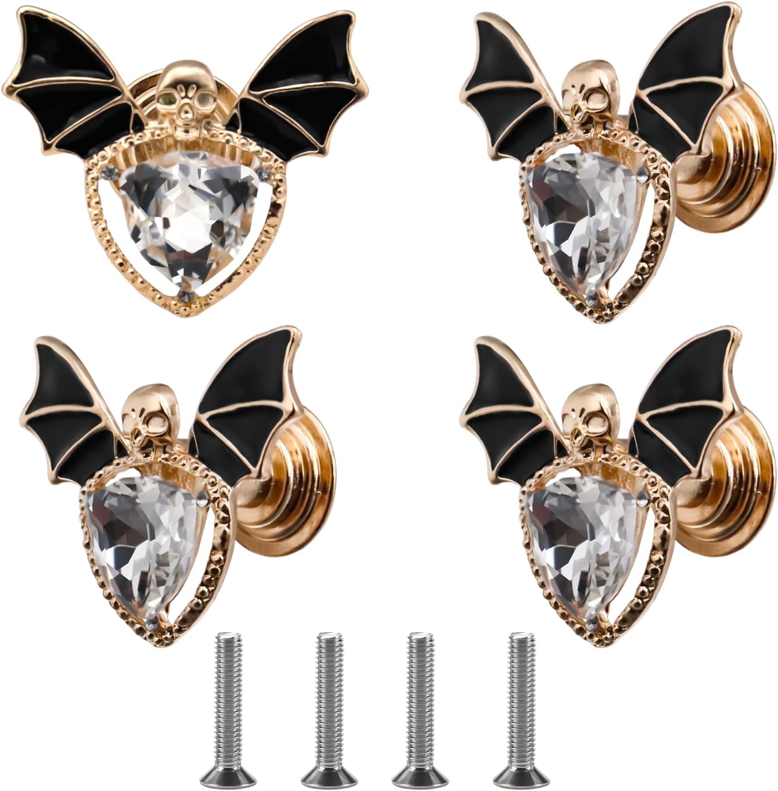 AnAart 4 pcs Creative Crystal Bat Knobs Pull Handle Cabinet Door ...