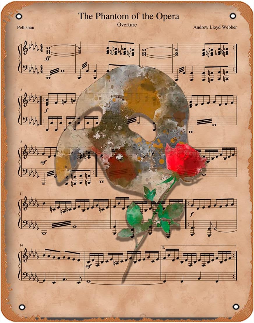 Amazon.com: Phantom Of The Opera Sheet Music Art Print,Phantom Gift ...