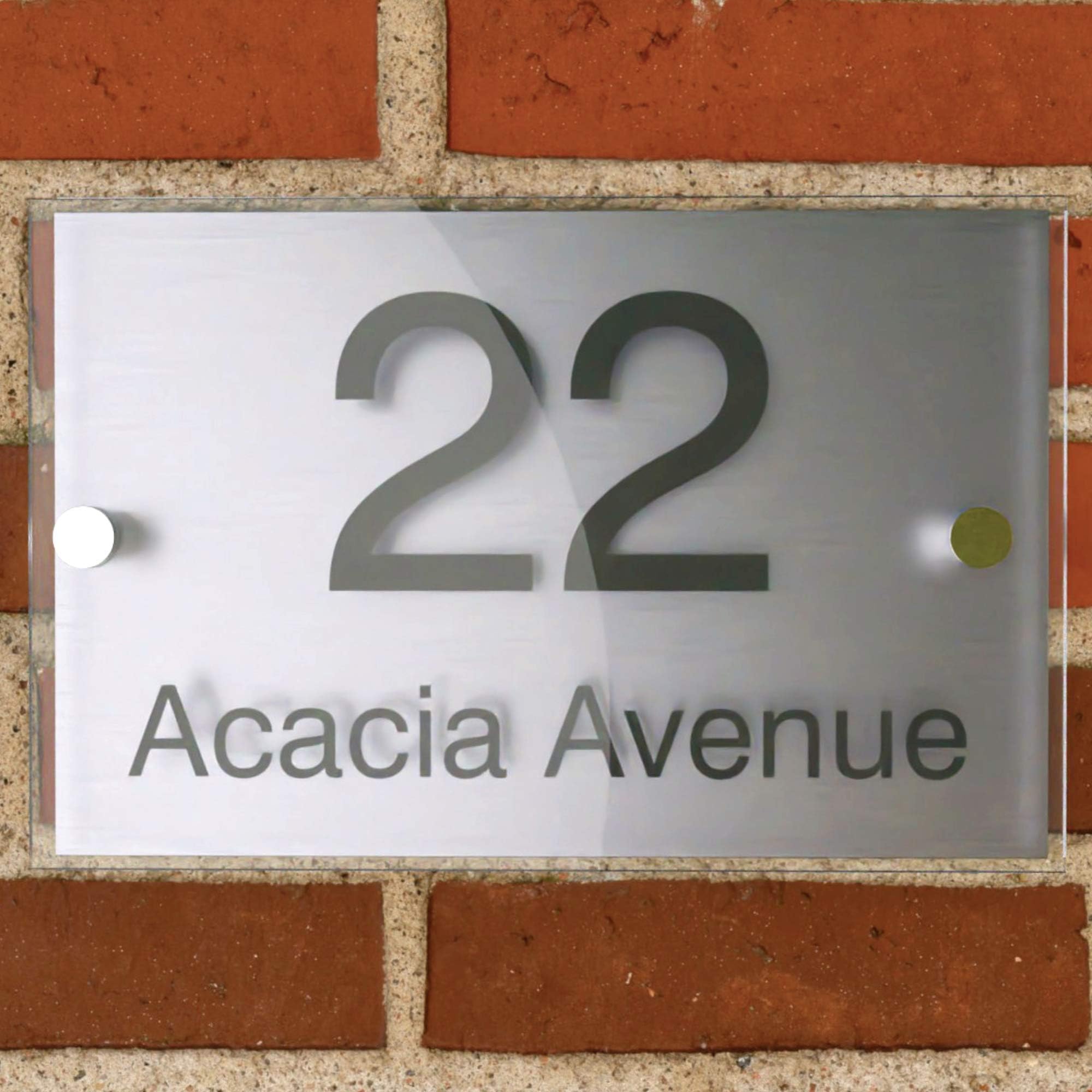 House Sign Modern Glass Effect Acrylic Door Number Name Road Plate ...