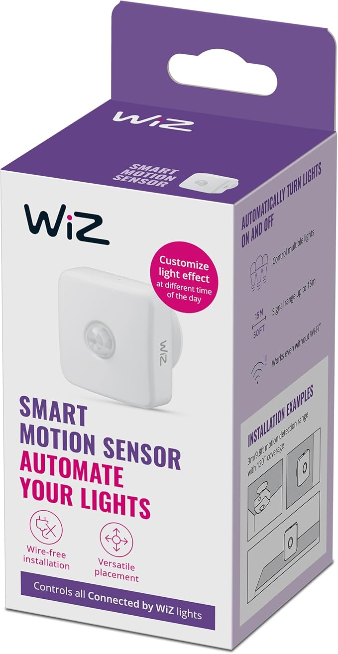 WiZ Indoor Motion Detector Wireless [White] Ultrasonic Sensor for ...