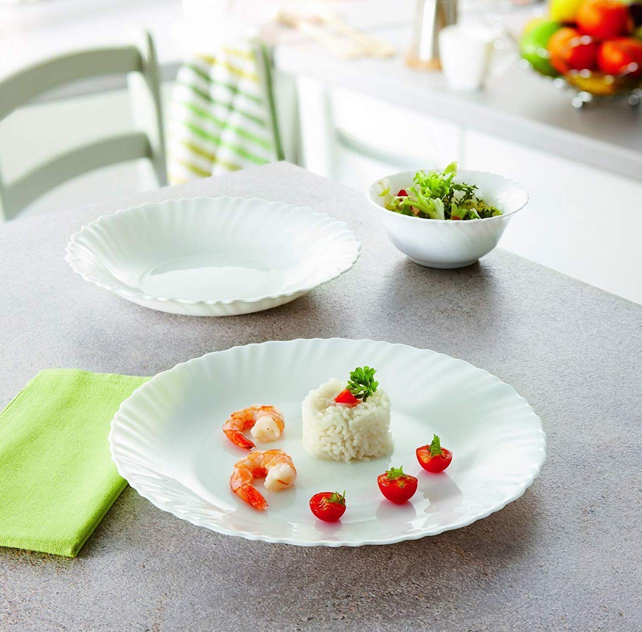 Buy Sash Mart Curved Dinner Plates 10.6 inch Kitchen Decor Home and ...