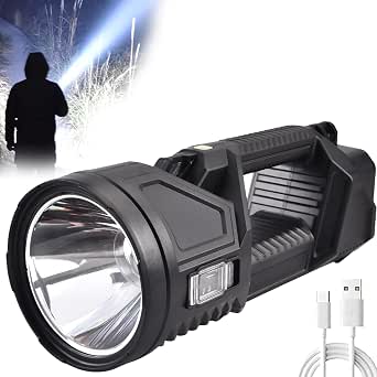 Super Bright Handheld Led Spotlight Flashlight Powerful Searchlight ...