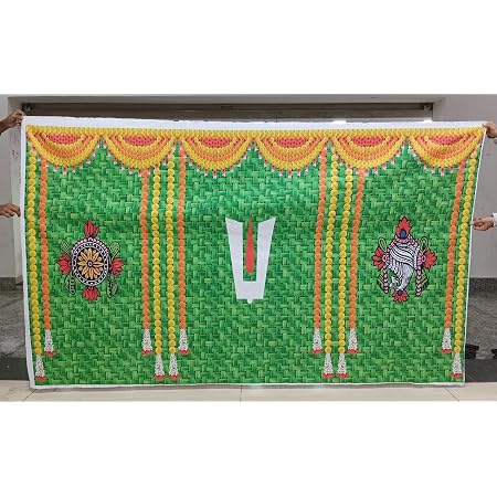 Talambarlu Balaji Namavaliu with Shanku Chakralu Design Backdrop Cloth ...