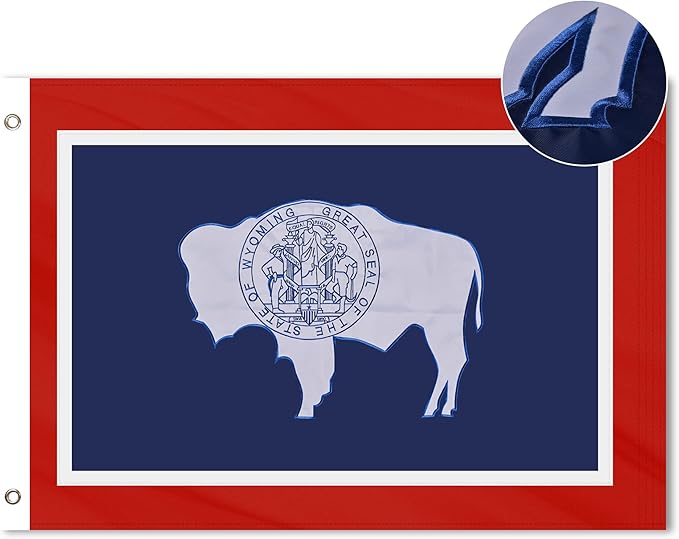 Amazon.com : VICDRIA Wyoming State Flag 3x5 Ft, Deluxe Full Embroidered ...