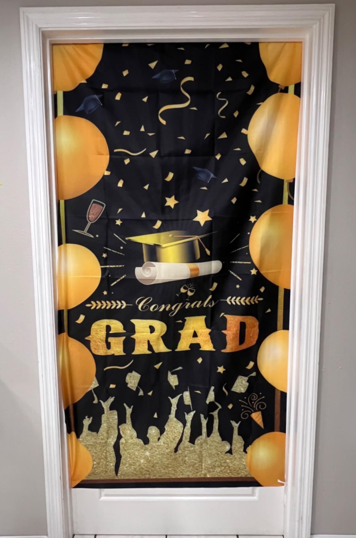 Amazon.com : DmHirmg Graduation Door Banner Large Blue Gold Congrats ...