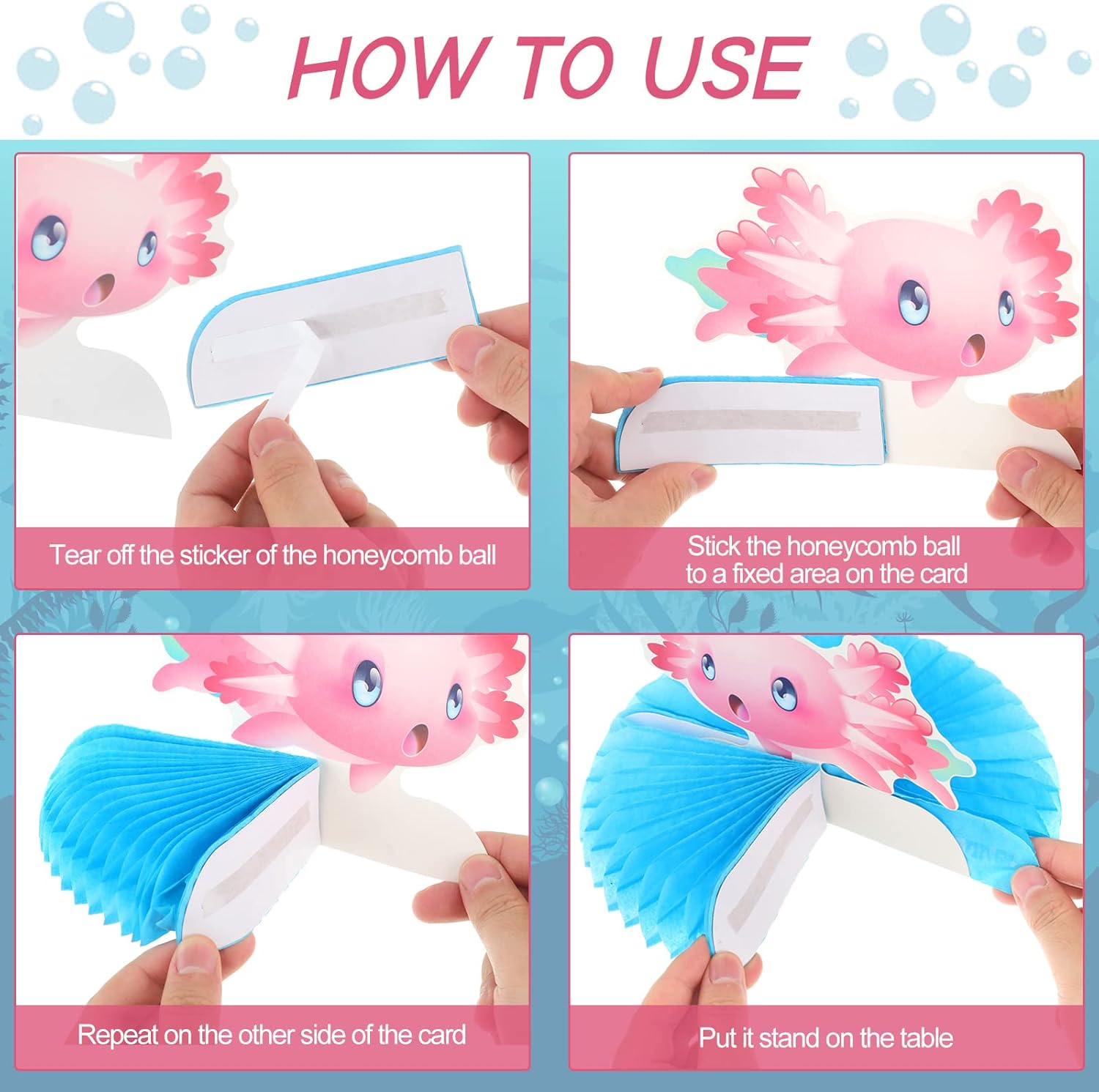 9 Pcs Axolotl Birthday Party Decorations Axolotl Table Topper Cute ...