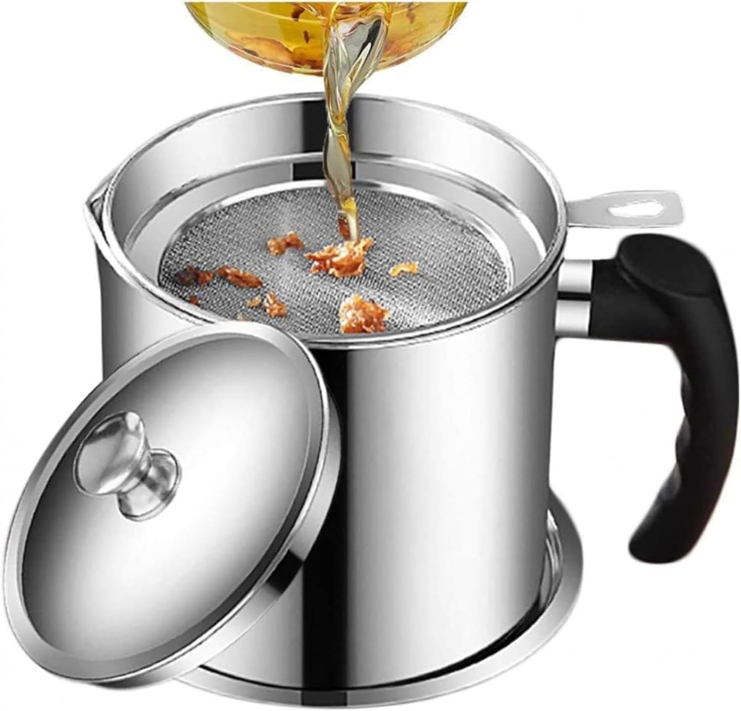 Stainless Steel Oil Filter Pot with Anti-Scald Tray | Oil Storage ...