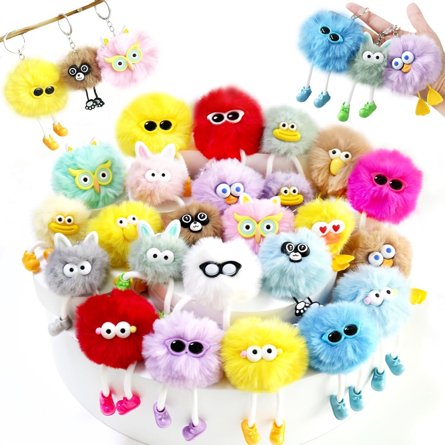 Amazon.com: APZ 24 Pcs Cute Kawaii Keychains Plush Keychain Goodie Bags ...