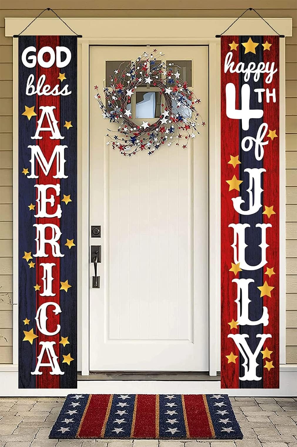 Amazon.com : Deroro Happy Easter Bunny Rabbit Porch Banner Sign, Eggs ...