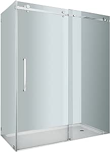 Aston Moselle 60" x 33.4375" x 75" Completely Frameless Sliding Shower Door Enclosure, Polished ...