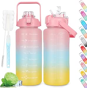 AOHAN 2 Litre Water Bottle With Time Marker, Half Gallon Motivational ...
