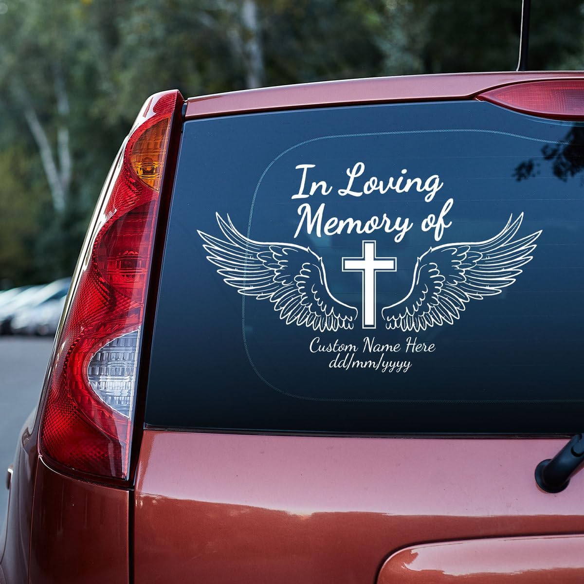 Amazon.com - Gerbera Prints Angel Wings Cross Car Sticker - Custom ...