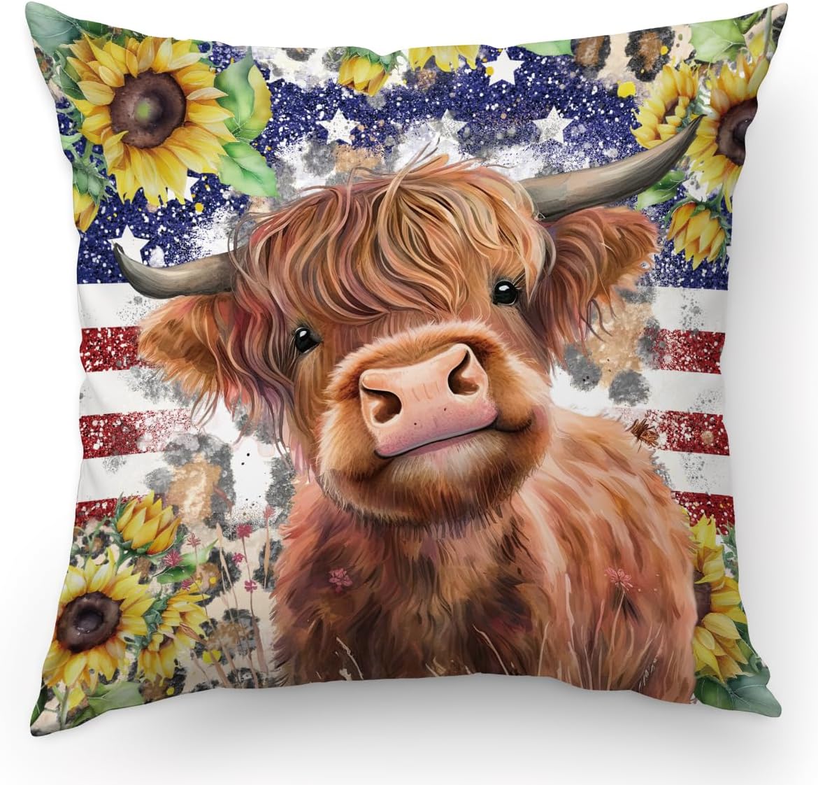 Amazon.com: Baby Highland Cow Pillow Covers Cow Pillows Sunflower ...