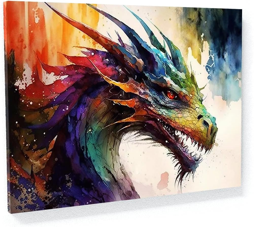 Amazon.com: Sense Canvas Dragon Art Abstract 18 Canvas Art - Home Decor ...