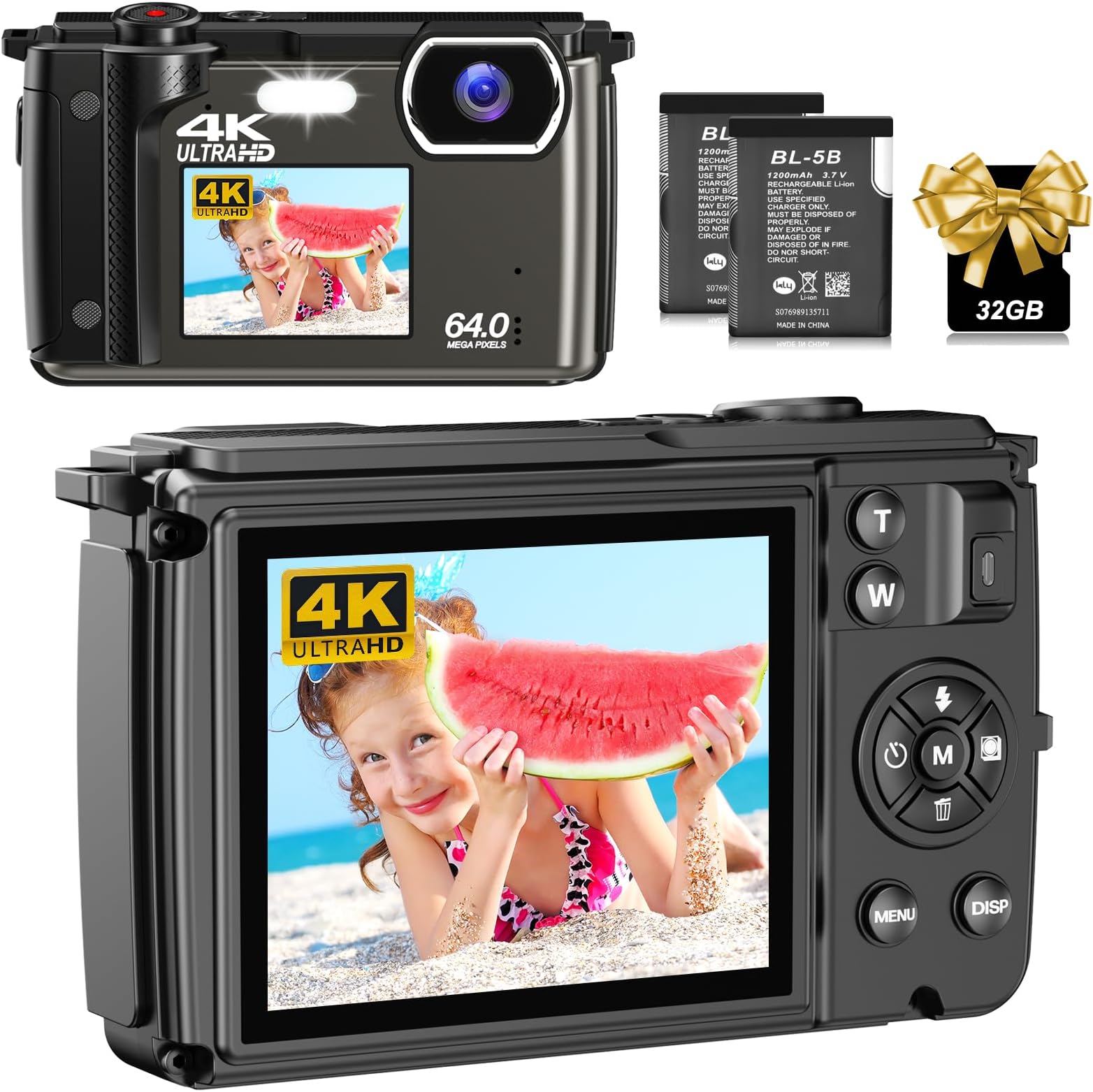 Amazon.com : Beginner Digital Camera with SD Card,64MP Photo/4K Video ...