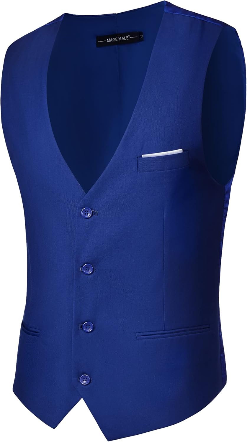 MAGE MALE Men's V-Neck Suit Vests Fashion Formal Slim Fit Business ...
