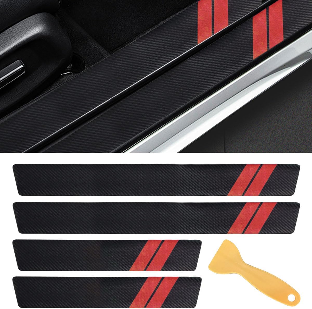 Amazon.com: Car Door Sill Protector, Carbon Fiber Texture Threshold ...