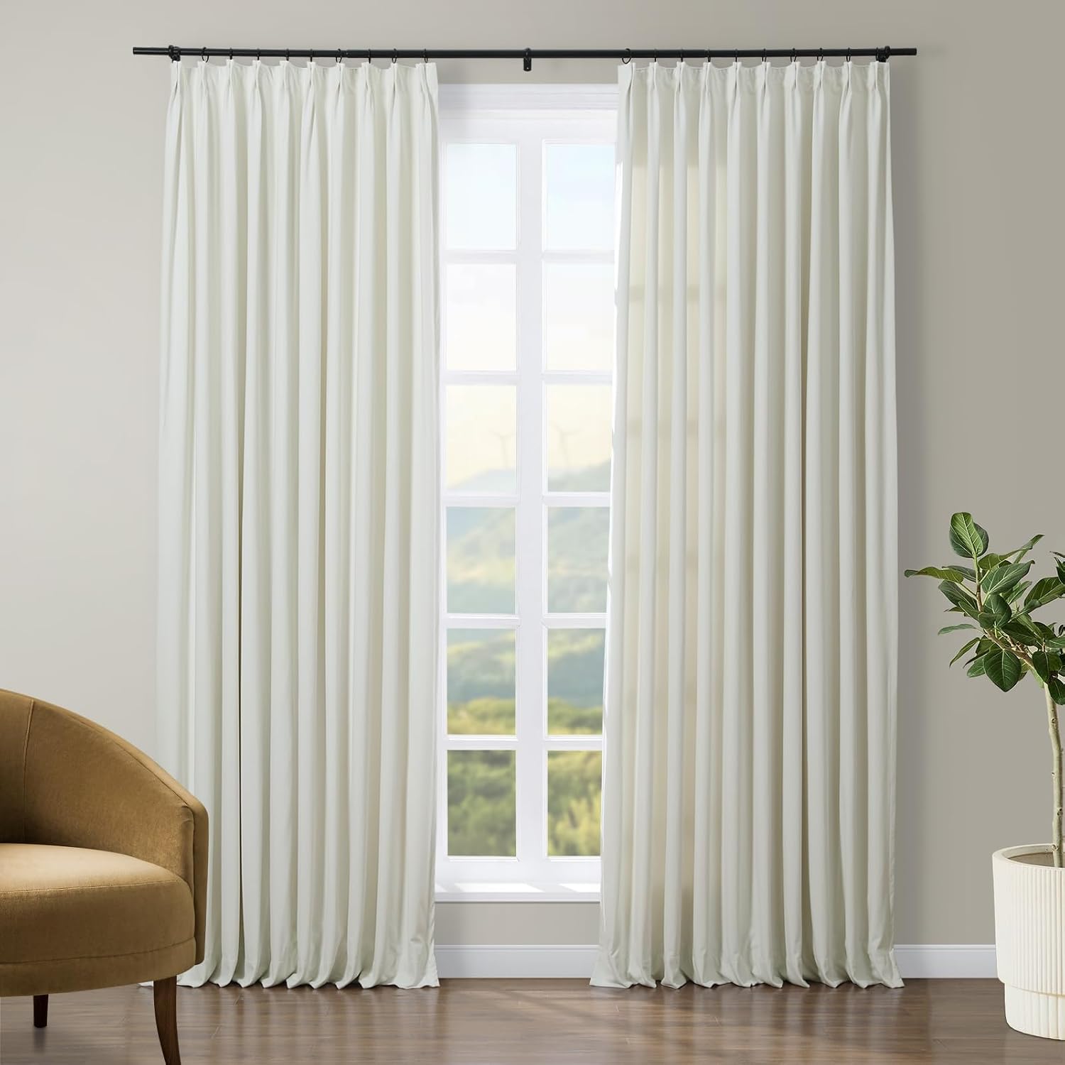 Amazon.com: ChadMade Pinch Pleated Drape Light Blocking Curtain 102 ...
