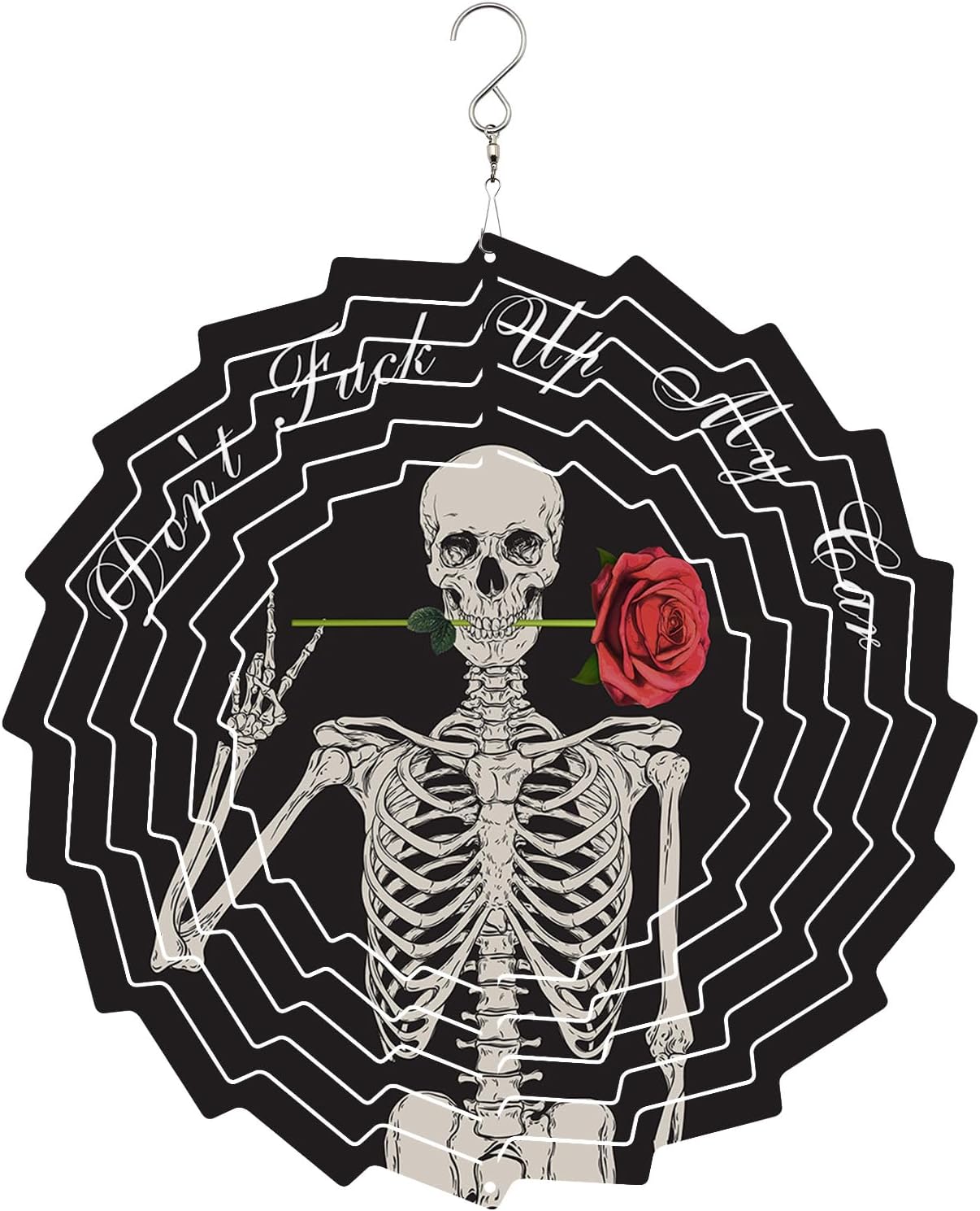 Amazon.com: Hanging Wind Spinners Outdoor Skull Rose Victory Sign 3D ...