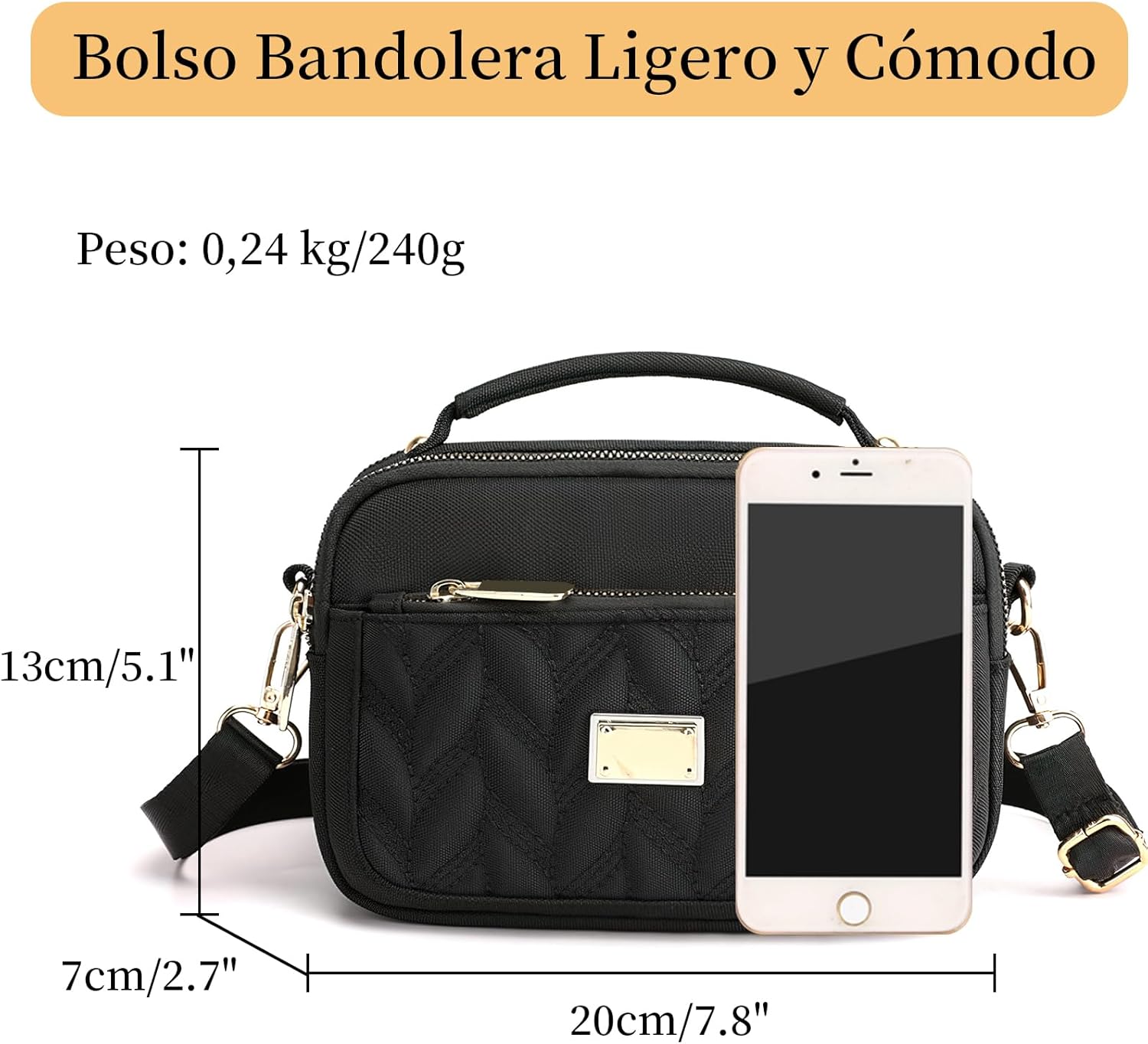 YRBOGJ Bolsa de Mujer Crossbody, Bolso Cruzado Mujer de Nylon ...