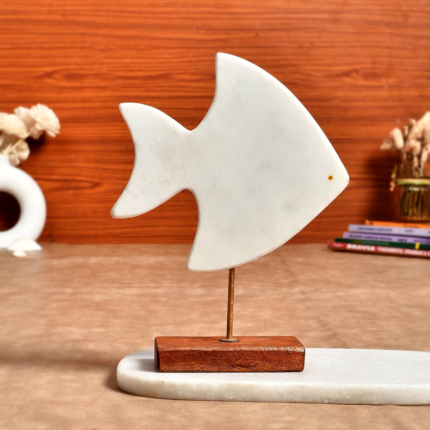 Buy STLYZ Marble Fish Showpiece, White Marble Fish Shaped Sculpture ...