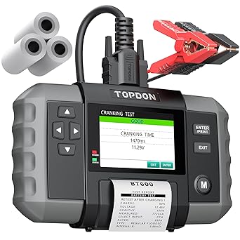 Car Battery Tester, TOPDON BT600 12V Battery Tester, 12V/24V Cranking ...