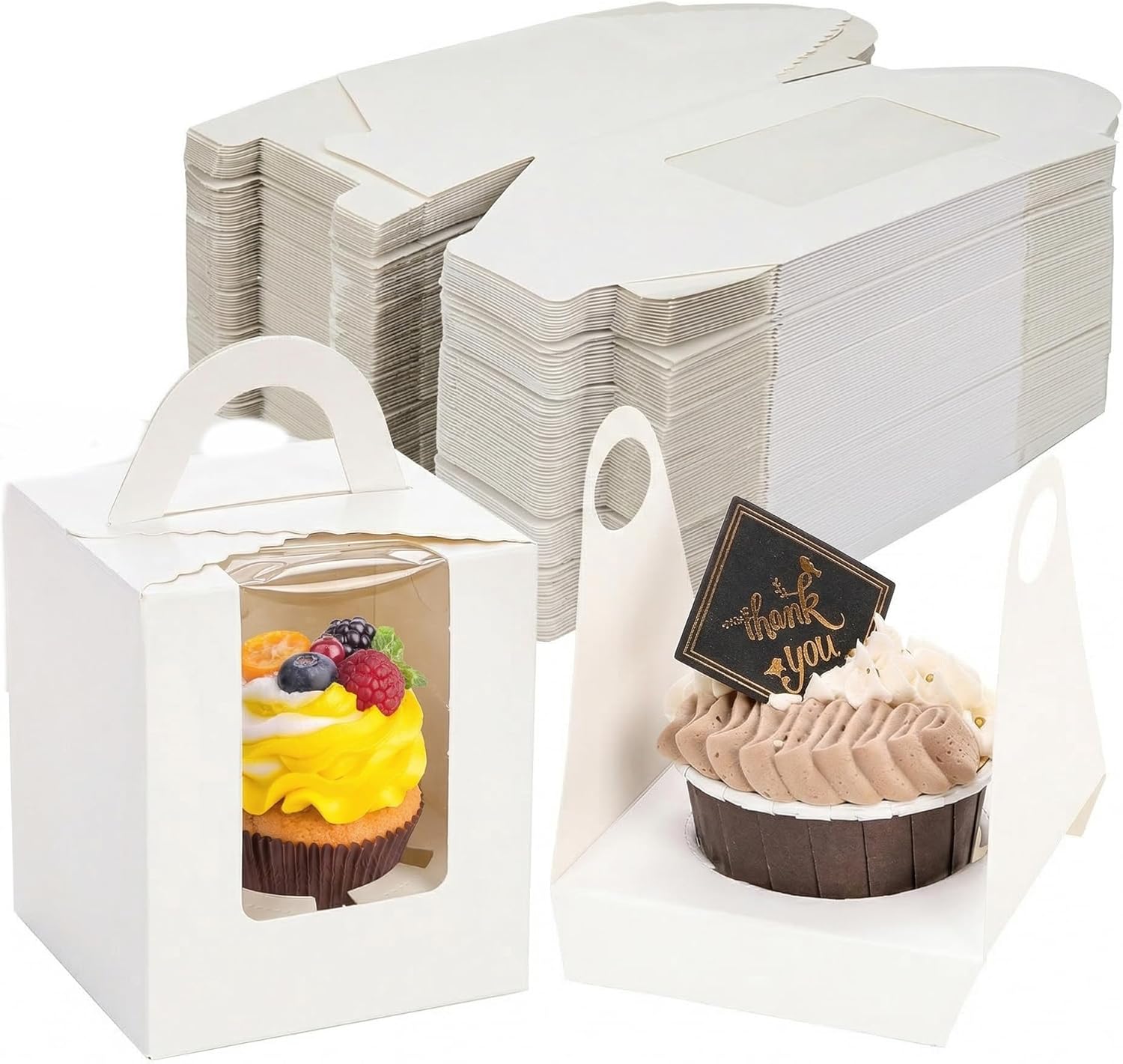 Amazon.com: Jucoan 100 Pack White Single Cupcake Boxes, Kraft Paper ...