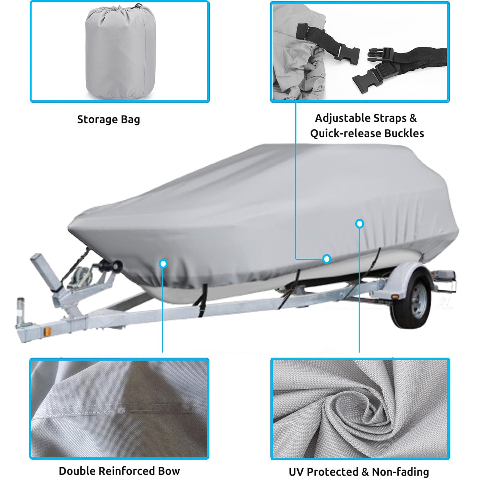 Boat Tarps Heavy Duty Waterproof Universal Trailerable Boat Cover ...