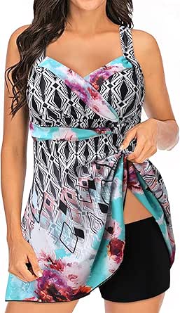 Amazon.com: 2 Piece Swimsuit for Women,2 Piece Tankini Swimsuits Hide ...