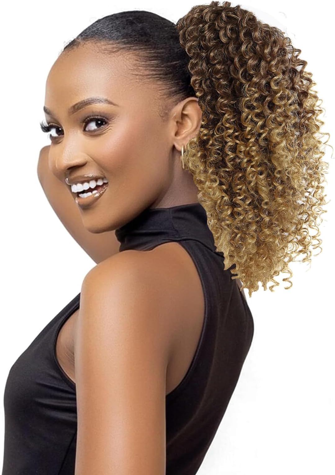 Amazon.com : YXCHERISHAIR Curly Wavy Ponytail Ombre Blonde Drawstring ...