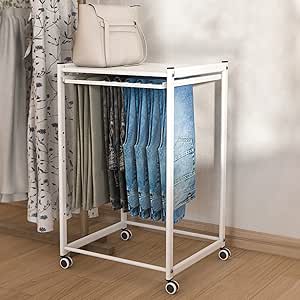 Amazon.com: XYSHJKYX Pants Clothes Rack with 8 Hangers, Rolling Pants ...