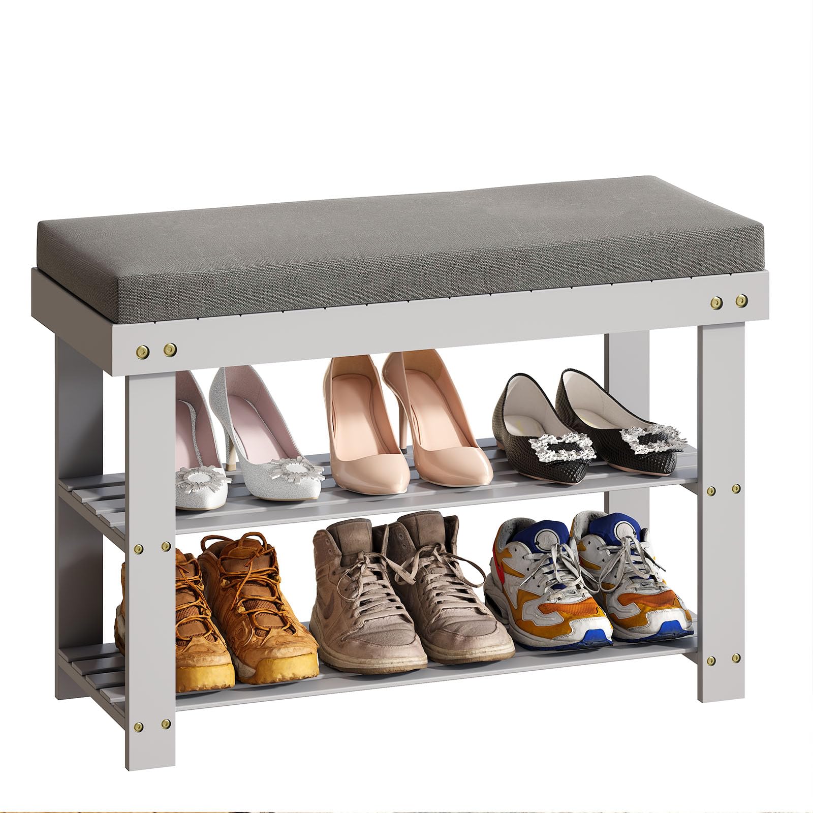 Snapklik.com : GHWIE Bamboo Shoe Rack Bench,Storage Organizer
