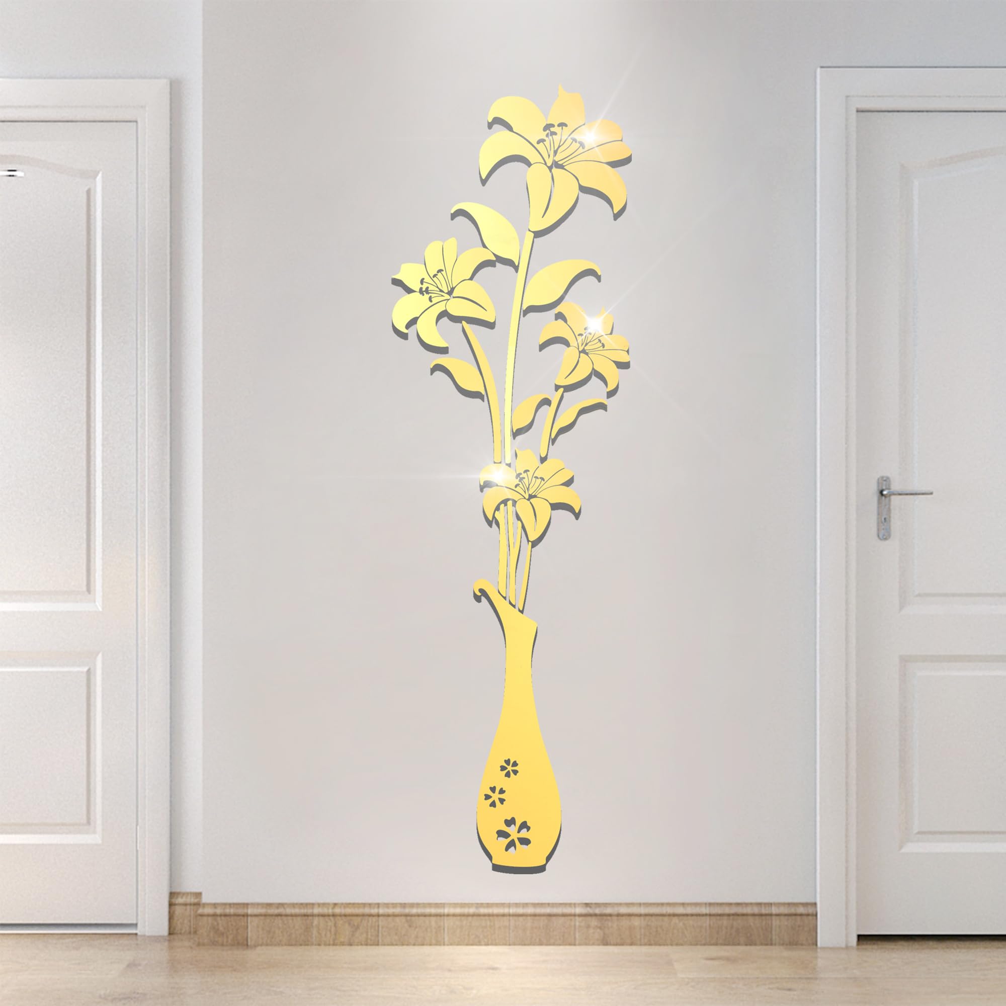 Amazon.com: HNVNER Mirror Wall Decals - 3D Flower Wall Stickers Murals ...