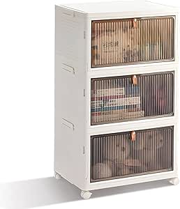 BTGGG 3 Tier Plastic Storage Boxes with Lid, 22L*3 Stackable Storage ...