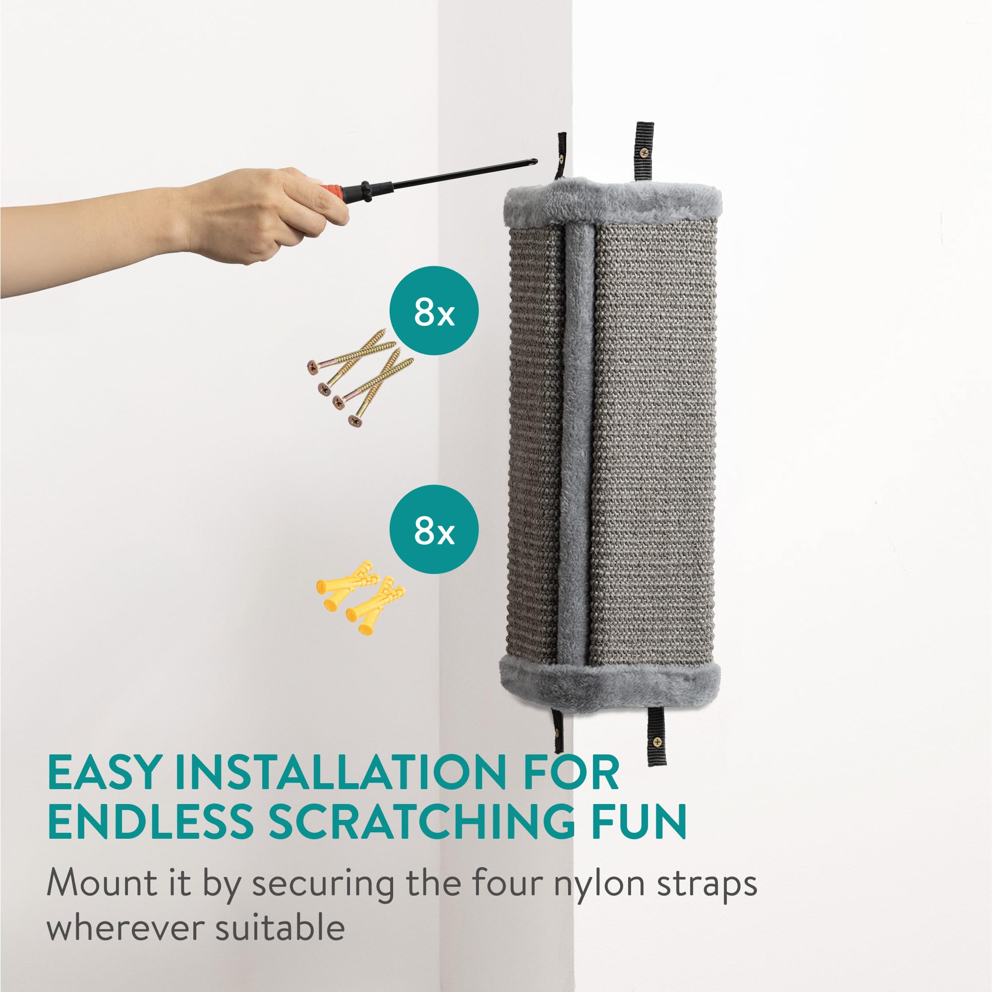 Snapklik.com : Wall Mounted Cat Corner Scratcher, Set Of 2, Grey ...