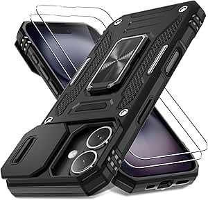 Amazon.com: DEERLAMN Case for iPhone 16 with Slide Camera Cover+Screen Protector (2 Packs ...