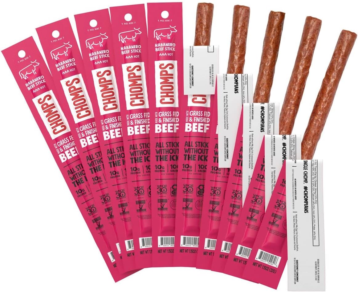 Amazon.com: Chomps Grass-Fed and Finished Spicy Habanero Beef Jerky ...