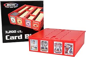 Amazon.com: BCW Collectible Card Bin - Holds 3200 Cards - Red | Large ...