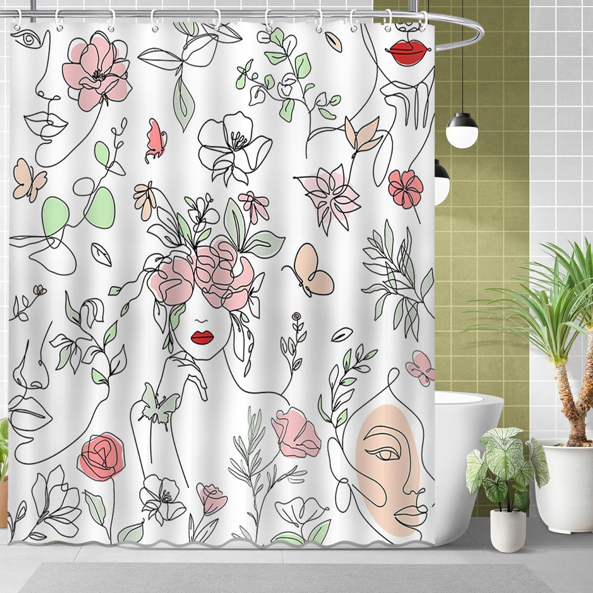 Amazon.com: Lindameler Abstract Women Shower Curtain Set Modern ...