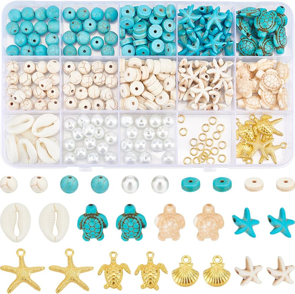 Amazon.com: SUNNYCLUE 1 Box 292Pcs Sea Turtle Beads Seashell Starfish ...