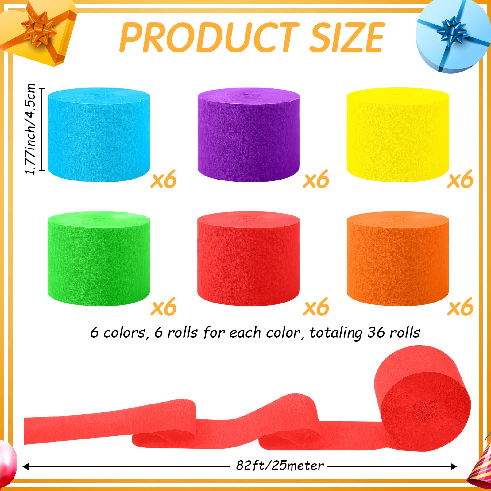 Snapklik.com : 36 Rollls Valentines Day Rainbow Crepe Paper Streamers ...